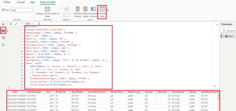 Création d’une mesure DAX dans power BI